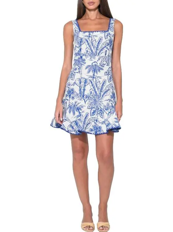 Adelyn Rae Ximena Jungle Print Jacquard Minidress - Blue/white