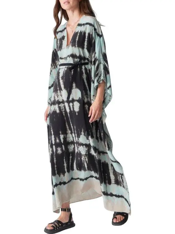 OCEAN+MAIN Cupro Caftan - Skyblueaztecprint