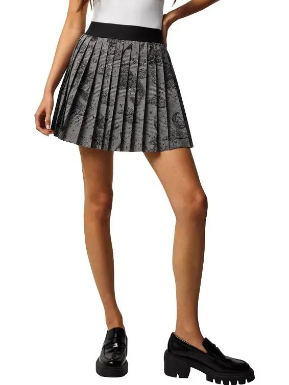 Greyson Moon Plaid Pleated Miniskirt - Smoke Heather