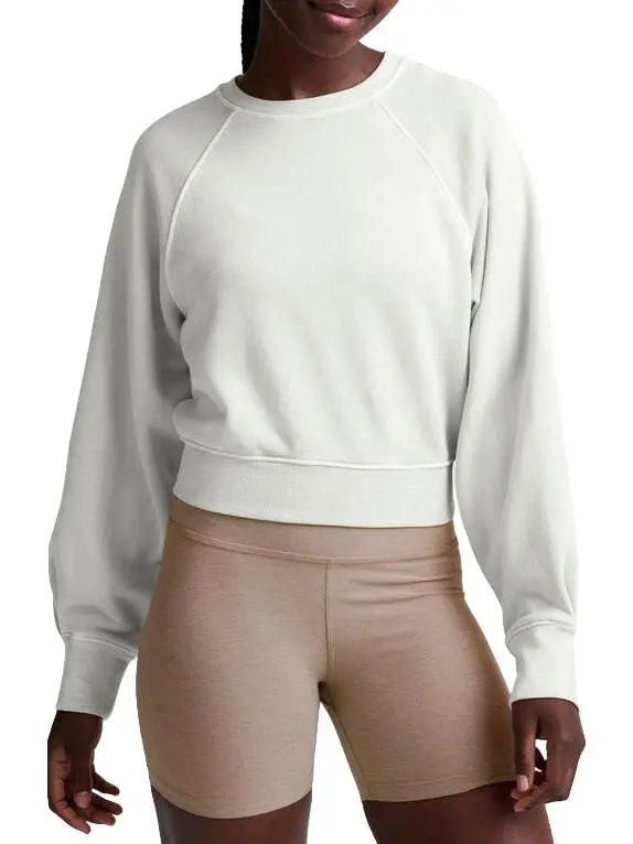 Beyond Yoga Fade Out Crop Sweatshirt - Washed Vintage White