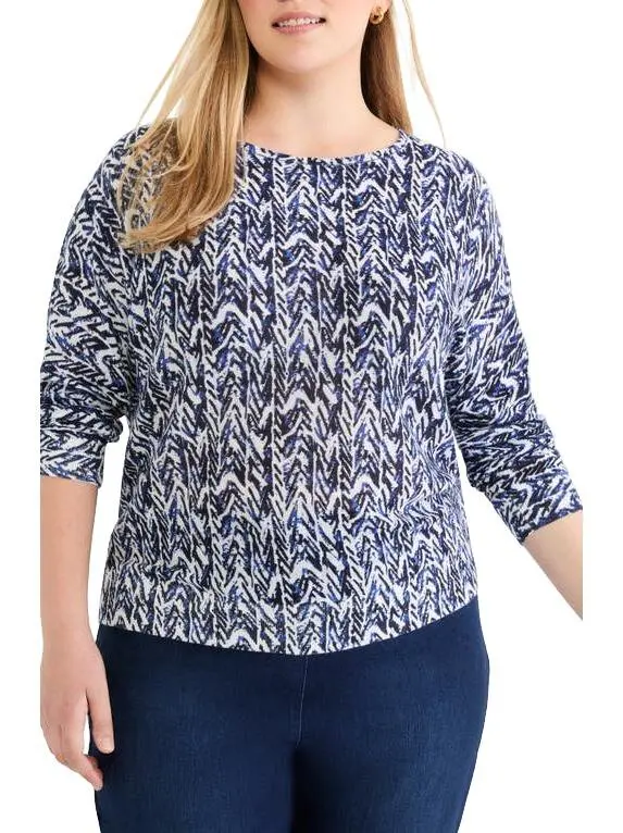 NIC+ZOE Crosshatch Sweater - Indigo Multi