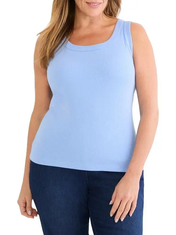 NIC+ZOE Perfect Knit Rib Scoop Neck Tank - French Blue