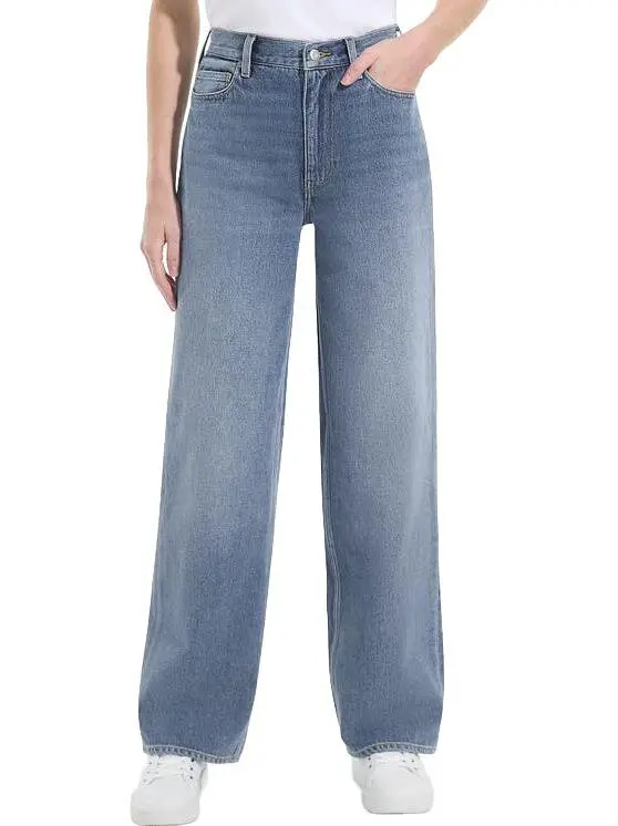 LANDS' END Rigid Denim Mid-rise Baggy Jeans - Medium Ocean Blue Wash