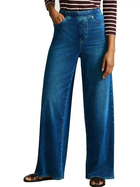 LANDS' END Starfish Denim High-rise Wide-leg Jeans - Indigo Tide Blue