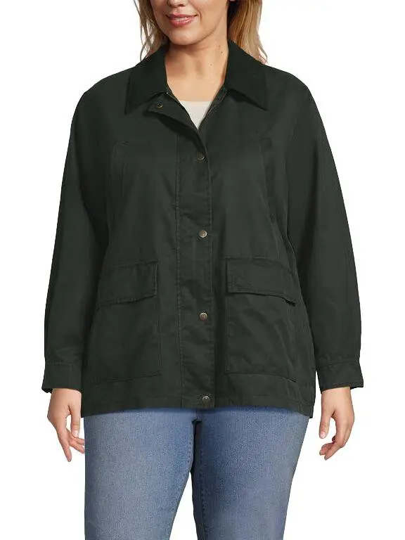 LANDS' END Waxed Barn Jacket - Dark Green