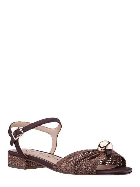 Nina Slater Raffia Ankle Strap Sandals - Chocolate
