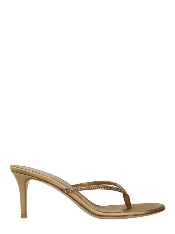 GIANVITO ROSSI Embellished Suede India Heeled Sandals - Brown
