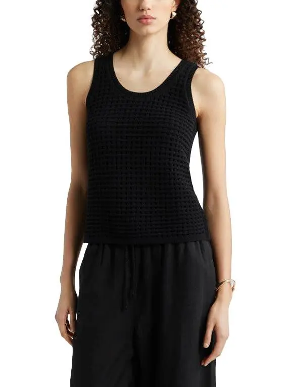 Nordstrom Mesh Stitch Sleeveless Sweater - Black
