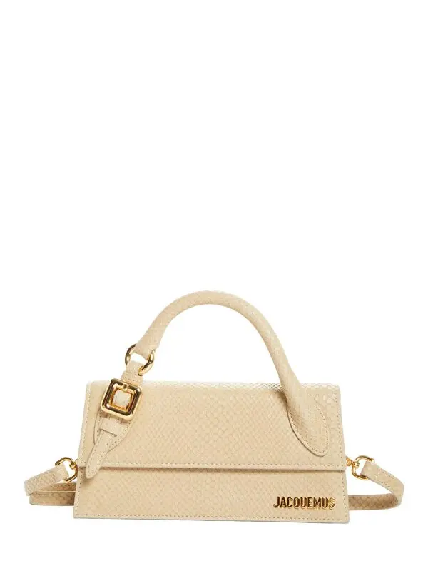 Jacquemus The Long Chiquito Embossed Leather Top Handle Bag - Light Beige 130
