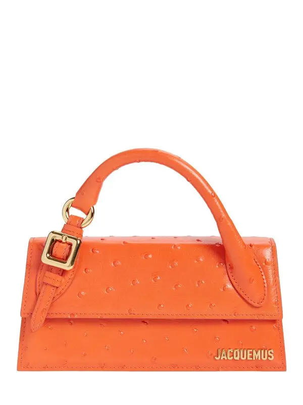 Jacquemus The Long Chiquito Embossed Leather Top Handle Bag - Red Orange 477