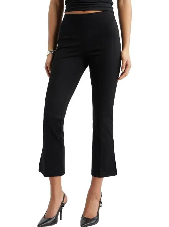 OPEN EDIT Kick Flare Stretch Twill Pants - Black