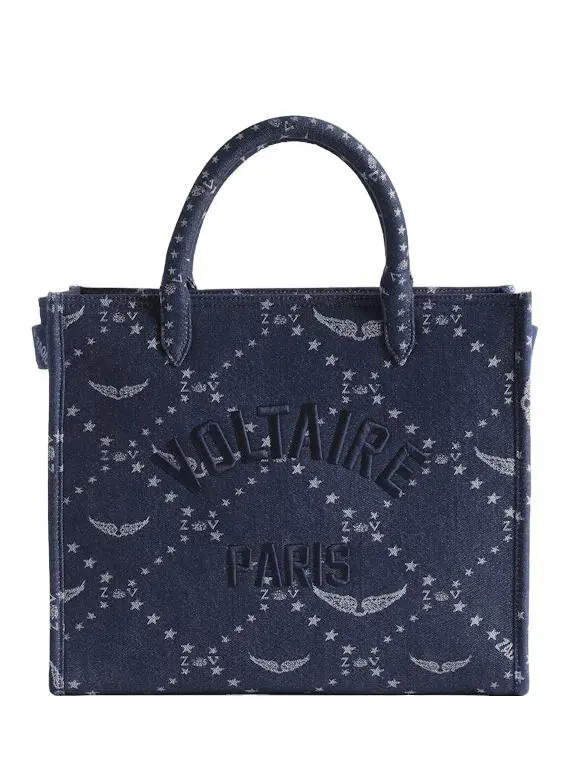 Zadig&Voltaire Angel Monogram Denim Tote Bag - Silent
