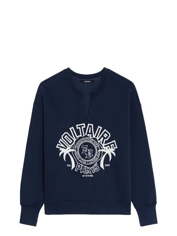 Zadig&Voltaire Embroidered Crest V-neck Sweatshirt - Encre