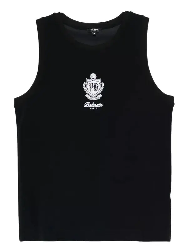 Balmain Logo-embroidered Tank Top - Black