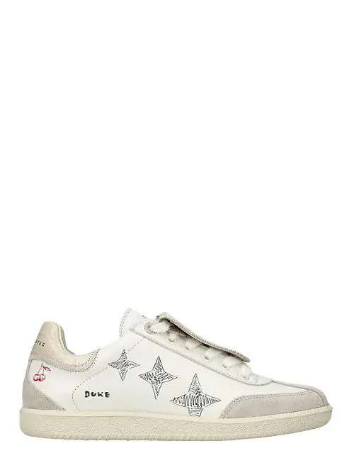 DUKE + DEXTER Plus Duke Doodle Leather Trainers - White/comb