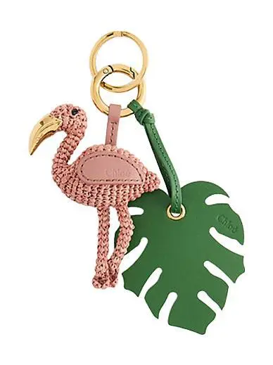 Chloé Flamingo Palm-leaf Raffia And Leather Bag Charm - Ballet Pink