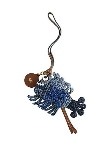 ANYA HINDMARCH Deep Sea Creature Raffia Bag Charm - School Blue