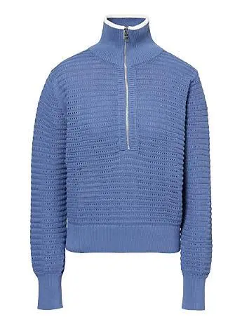 Varley Morwenna Half-zip Cotton Jumper - Bijou Blue