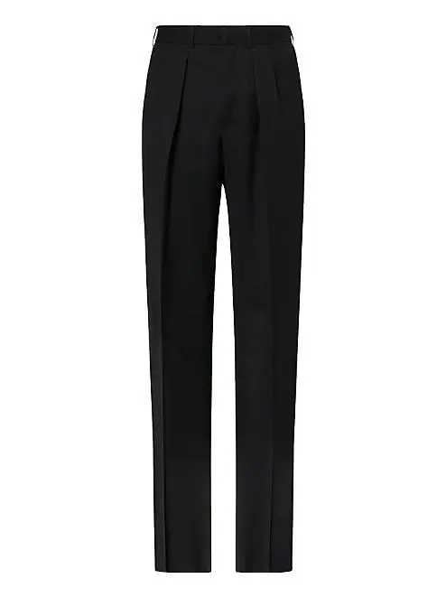 TOM FORD Fresco Double-pleated Wool Trousers - Black