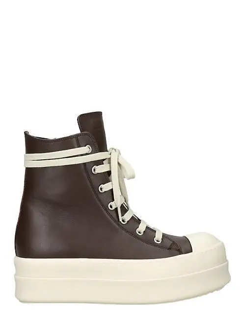 Rick Owens Ramone Bumper High Leather Trainers - Wine