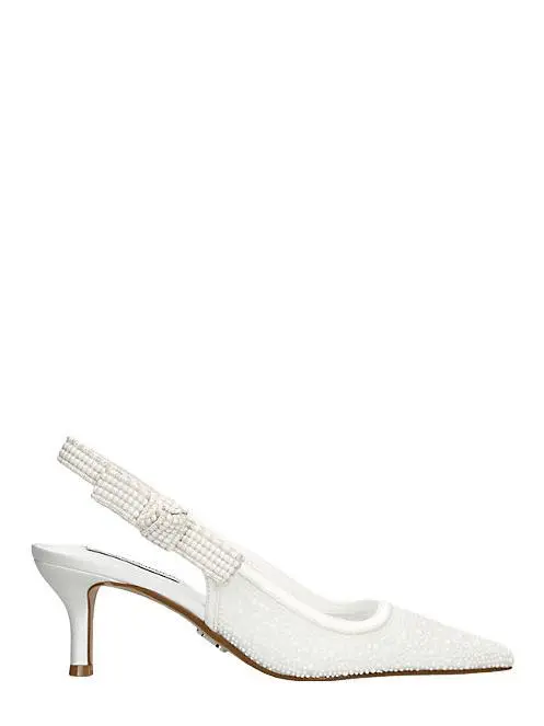 Steve Madden Ensemble Pearl Woven Sling-back Courts - White