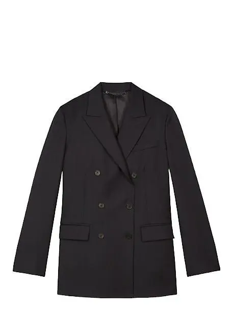 The Kooples Double-breasted Wool Blazer With Notch Lapels - Navy-red
