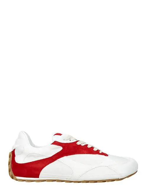 Bottega Veneta Orbit Flash Suede And Shell Trainers - White/red