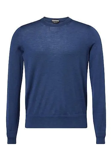 TOM FORD Crew-neck Cashmere And Silk-blend Jumper - Midnight Blue