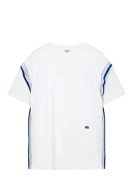 Loewe Layered-trim Cotton-blend T-shirt - White