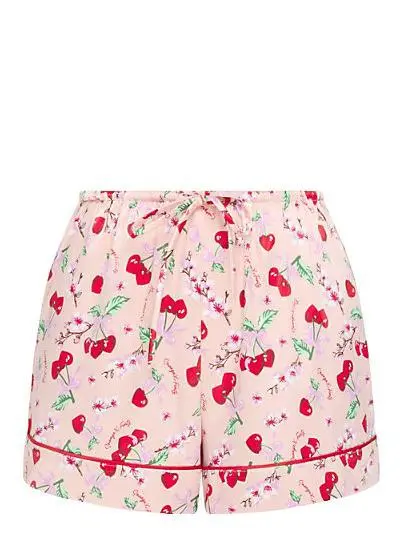 SAVAGE X FENTY Stretch-satin Sleep Shorts - Retro Rose Lil Tart Prt