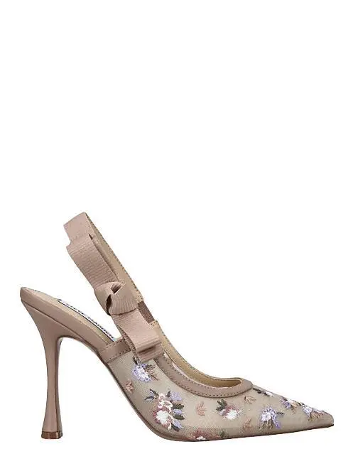 Steve Madden Brylie Embroidered Heeled Woven Slingback Courts - Pink Comb