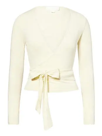 SISTERLY TRIBE Stretch-jersey Wrap Top - Lemonade