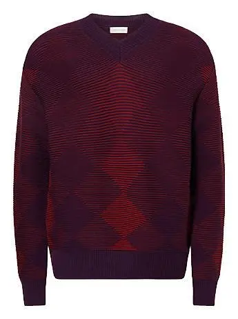 Dries Van Noten Diamond-print Merino Wool-blend Jumper - Bordeaux