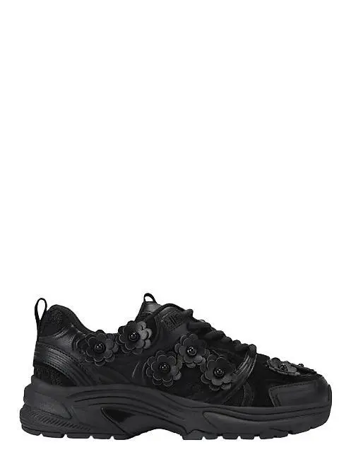 Kurt Geiger Lexie Flower Faux-suede Trainers - Black/comb