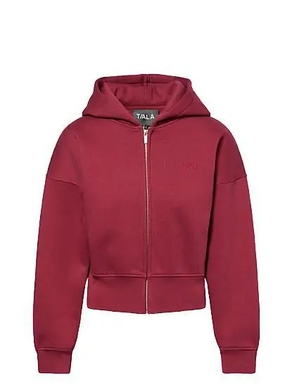 TALA Cotton-blend Embroidered Logo Hoodie - Cherry Red