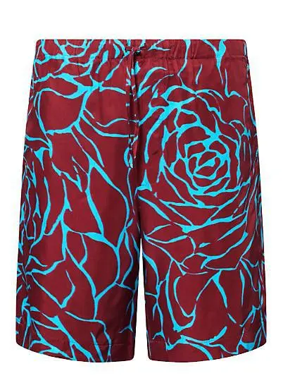 Dries Van Noten Graphic-print Drawstring Woven Shorts - Burgundy