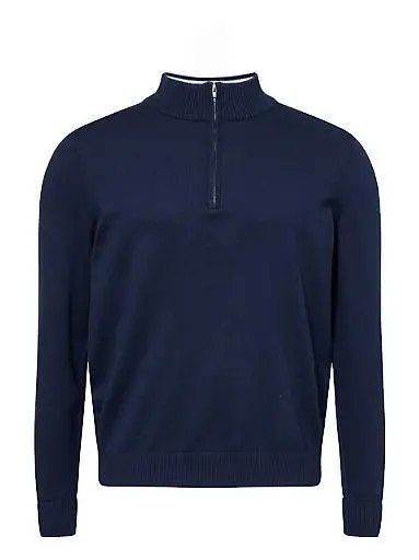 G/fore Quarter-zip Stripe-collar Cotton-blend Jumper - Twilight