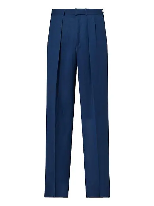TOM FORD Fresco Double-pleated Wool Trousers - Prussian Blue