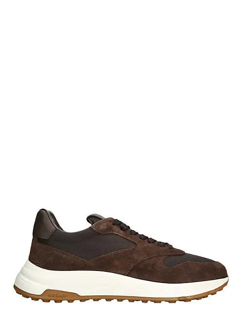 Hogan Hyperlight Suede And Mesh Trainers - Dark Brown