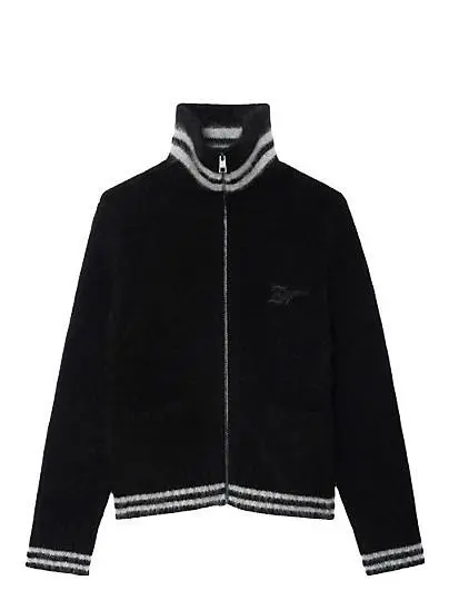 Zadig&Voltaire Gildas Logo-embroidered Alpaca-blend Coat - Black