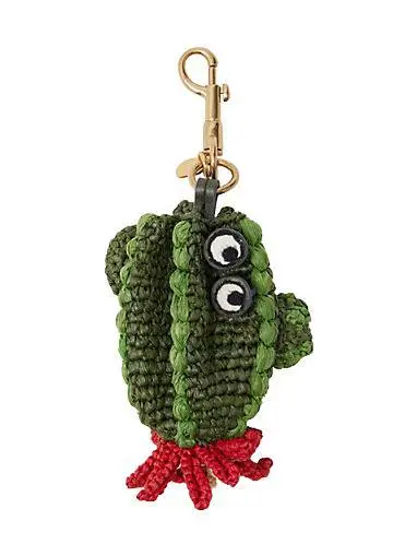 ANYA HINDMARCH Cactus Raffia Bag Charm - Khaki
