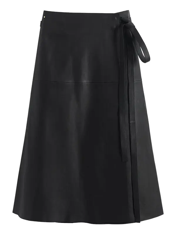 Cuyana Leather Wrap Skirt - Black