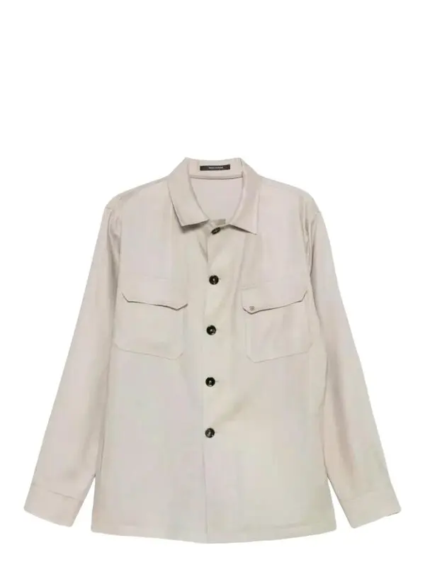 Tagliatore Button-up Pocket-details Linen Shirt Jacket - Neutrals