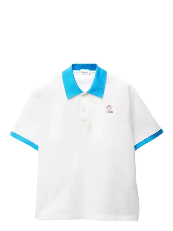 Versace Embroidered Cotton Piqué Polo - White