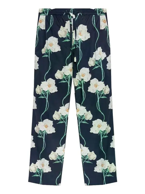 Kenzo Floral-print Trousers - Blue