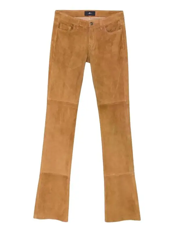 7 For All Mankind Paneled Suede Trousers - Brown