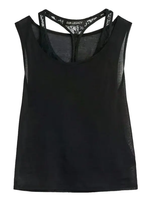 Our Legacy Lace-trimmed Reversible Tank Top - Black