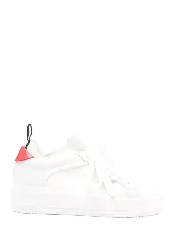 Moschino Lace-up Leather Sneakers - White