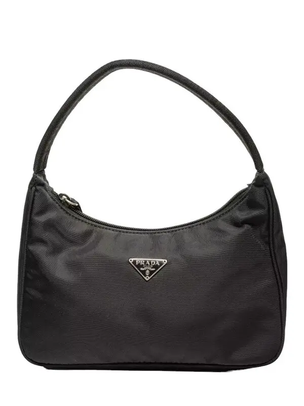 Prada 1990s Logo Hobo Shoulder Bag - Black