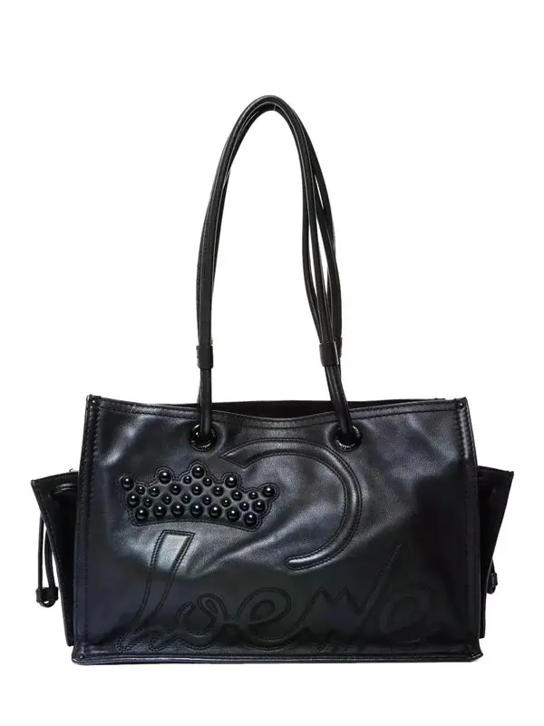Loewe Anagram Leather Tote Bag - Black